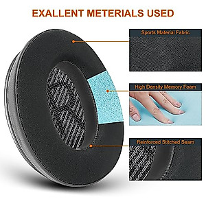 GEVO Cooling-Gel Ear Pads Cushions Replacement, Ear Pads for Bose QuietComfort 35 (QC35) and Quiet Comfort 35 II (QC35 II) Over-Ear Headphones & More, Memory Foam & Cooler for Longer (Black)