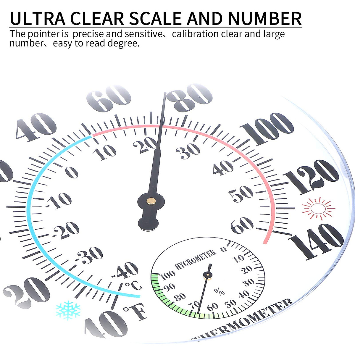 MUMTOP Indoor Outdoor Thermometer-Large Wall Thermometer - 10 inch Weather Thermometers and Hygrometer, No Battery is Required Wall-Mounted for Patio Home or Outside