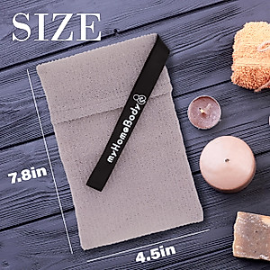 myHomeBody Soap Pocket Exfoliating Soap Saver Pouch, Body Scrubber Sponge, Exfoliator for Bath or Shower, for Large Bar Soap or Leftover Bits, White Smoke, 2 Pack + 2 Soap Lifting Pads