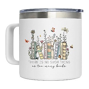 WWHSAI Book Lovers Gifts, Gifts For Book Lovers Women, Readers For Women Men Coffee Cup, Mothers Day Birthday Gift For Readers, Librarian, Bookish, Bookworm Travel Tumbler 14oz