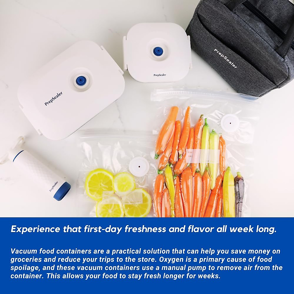 PrepSealer Everyday keep fresh, Meal prep, Borosilicate glass vacuum container starter kit - 8PC