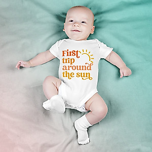 DT POD First Trip Around The Sun Birthday Shirt, Space Theme One Birthday Baby Infant Toddler T-Shirt, Boy Girl 1st Birthday Shirts Family Matching Outfits