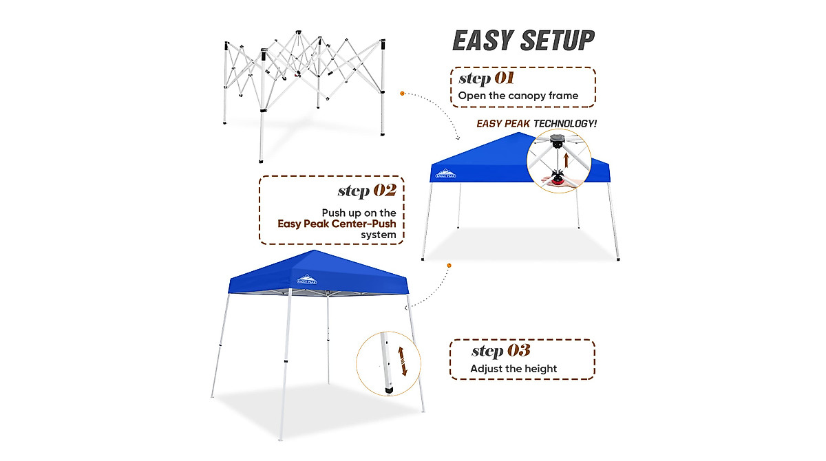 EAGLE PEAK 8x8 Slant Leg Canopy Tent - Easy Setup & UV Protection