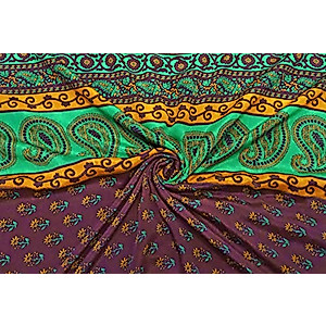 Peegli Indian Crepe Silk Brown Saree Women's Vintage Floral Sari 5 Yards DIY Fabric