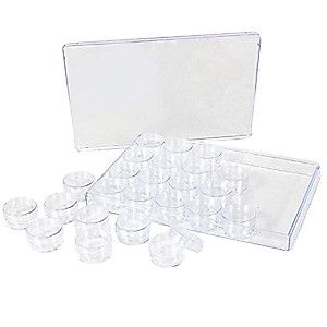 Everything Mary Large Plastic Bead Storage Organizer Box, 24 Jars - Container for Beads & Supplies - Organizers for Craft, Art, & Painting - Plastic Container Case for Organization