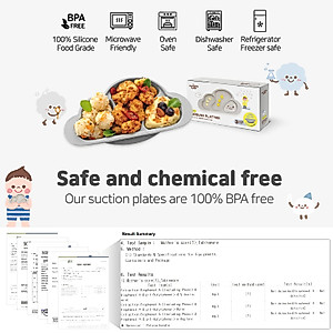Mother's Corn Suction Plate for Baby | Divided Food-Grade 100% Silicone Feeding Bowls and Dishes for Kids, Infants & Toddlers - BPA-Free, Microwave, Dishwasher & Oven Safe | Cloud Design | Grey
