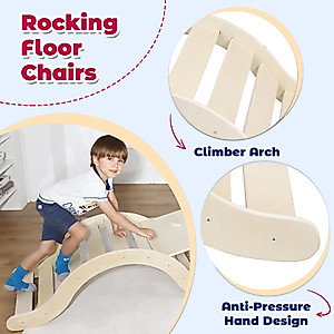 bbgroundgrm Kids Rocking Chairs, Lightweight Rocking Floor with Pillow, Toddler Chaise Lounge Chair for Toddlers, Children, and Kids