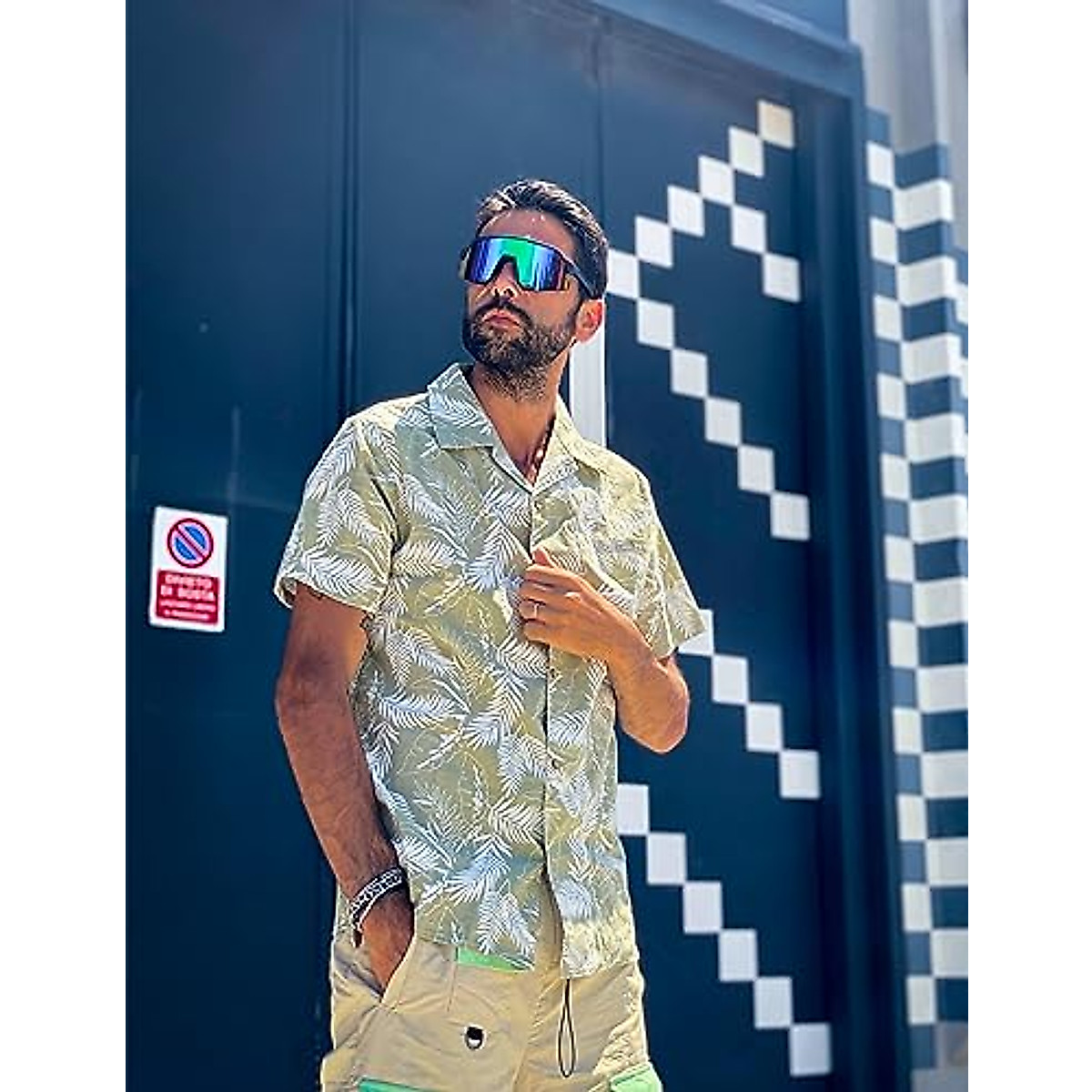 COOFANDY Men Hawaiian Floral Shirts Loose Fit Tropical Holiday Linen Beach Shirts