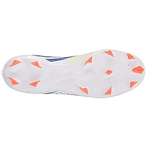 adidas Unisex Edge.3 Predator Firm Ground Soccer Shoe, White/Solar Yellow/Power Blue (Laceless), 11 US Men