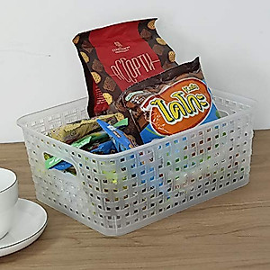 Idomy 6-Pack Plastic Storage Baskets, Clear