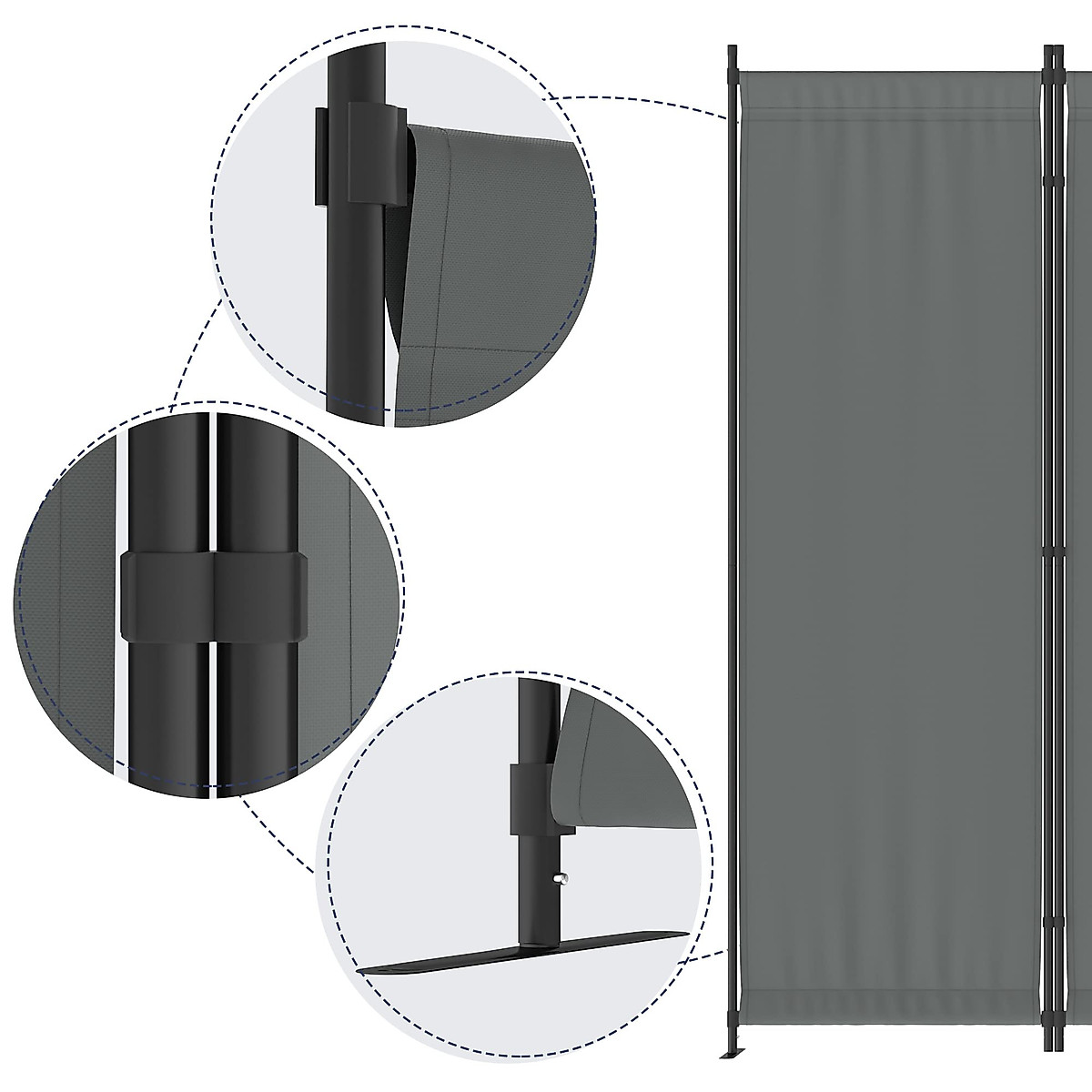 Morngardo Room Divider Folding Privacy Screens 4 Panel Partitions 88" Dividers Portable Separating for Home Office Bedroom Dorm Decor (Grey)