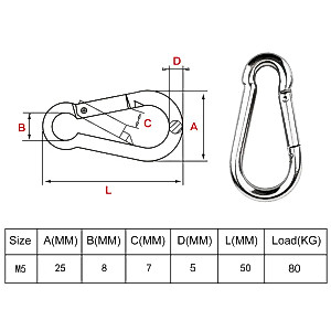 30 Packs Spring Snap Hook M5 1.97inch Stainless Steel 304 Carabiner Clips Keychain Heavy Duty Quick Link Hook for Camping, Hiking, Outdoor and Gym, Small