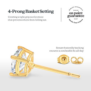 KEZEF Sterling Silver Cubic Zirconia Stud Earrings for Women & Men – Premium S925 Silver Studs – Hypoallergenic – CZ 14k Gold Stud Earrings - Size 5mm