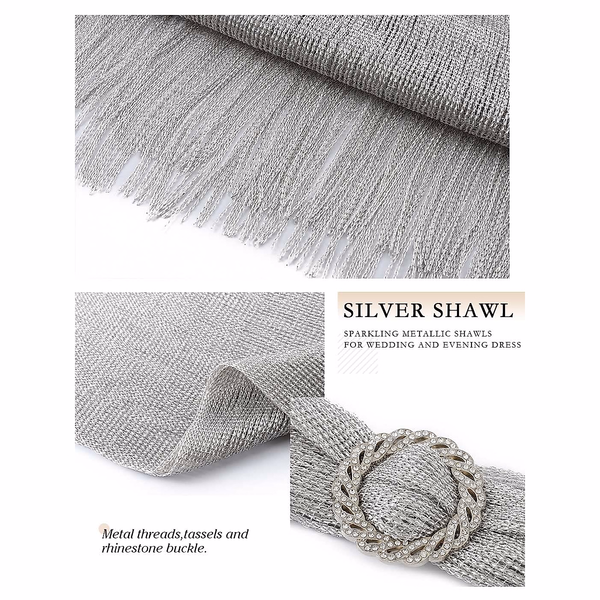 GORAIS Women Shawls and Wraps for Evening Dresses Wedding Scarf Formal Shrug with Rhinestone Buckle for Bride and Bridesmaids