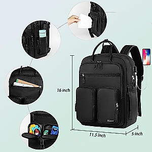 Mancro Diaper Bag Backpack for Men, Dad Diaper Bag for baby with multi-compartment, Waterproof Baby Travel Bag for working dads with Insulated Pockets, USB Charging Port, Stroller Straps, Black