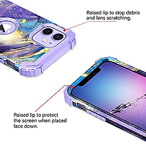 Rancase for iPhone 12 Case,iPhone 12 Pro Case,Three Layer Heavy Duty Shockproof Hard Plastic Bumper +Soft Silicone Rubber Case for iPhone 12/12 Pro,Purple