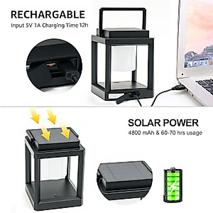 Solar Lantern Outdoor Light, Solar Lanterns Outdoor Waterproof Hanging Lamps Portable Rechargeable LED Nightstand Table lamp for Garden Patio Yard Lawn and Tabletop