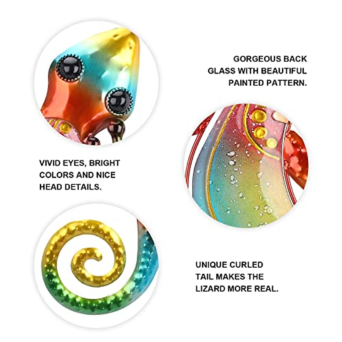 MUMTOP Metal Gecko Wall Decor Lizard Hanging Art for Indoor Outdoor, Garden, Patio, Fence, 14.2 Inch, Red