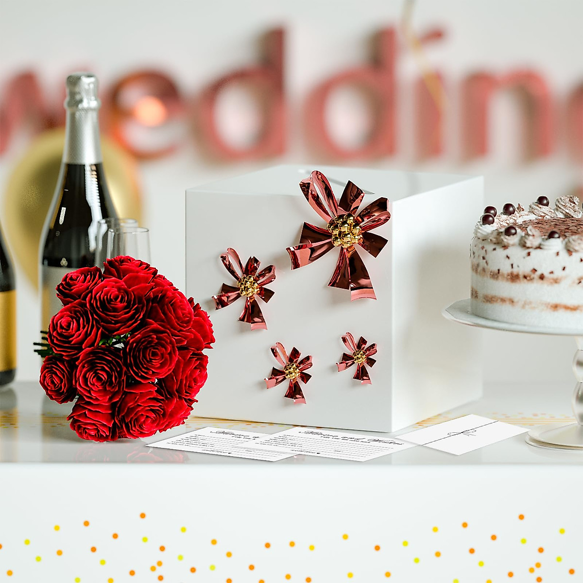 LATTYSY Wedding Advice Cards and Box Set-50pcs Wedding Advice Cards for the Mr and Mrs 1pcs Wedding Memory Box for Bridal Shower Decor, Essential Wedding Decorations for Bride and Groom