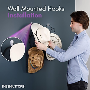 Cowboy Hat Rack for Wall - 5 Pieces Cowboy Hat Holder for Trucks, Durable Metal Hat Rack for Cowboy Hats for Perfect Shape