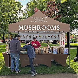 ABLEM8CANOPY Custom Canopy Tent 10x10 with Logo, Personalized Pop Up Canopy Tent with Optional Walls for Business Events, Trade Shows, Farmers Market, Roller Bag Included(Mushroom)