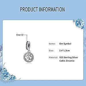 Om Ohm Aum Symbol Hindu Yoga Mediation 925 Sterling Silver Charm Bead Pendant fits Pandora Bracelets & Necklaces & More
