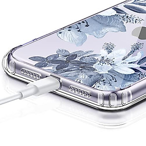 ilnehc Flower Designed for iPhone 11 Case with Screen Protector, Floral Slim Fit Clear Women Phone Case Shockproof Protective Hard PC+TPU Bumper Cover 6.1 Inch