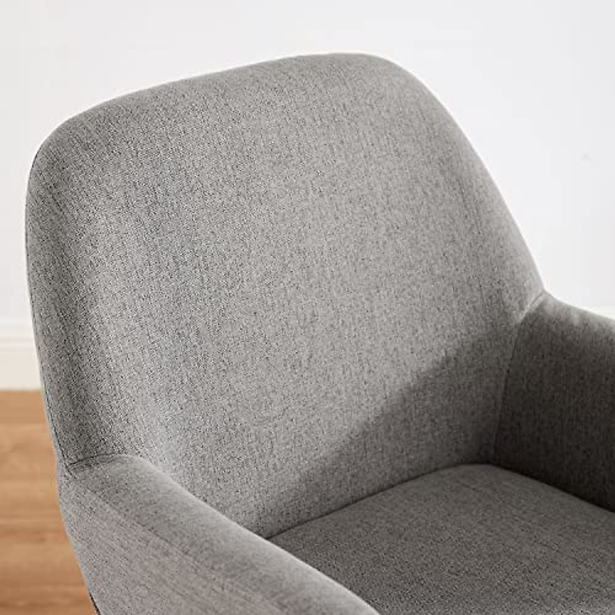 Art Leon Desk Chair No Wheels, Set of 2, Mid Century Modern Swivel Accent Chair, Linen Fabric Upholstered Office Chair Without Wheels, Solid Wood Legs, Gray