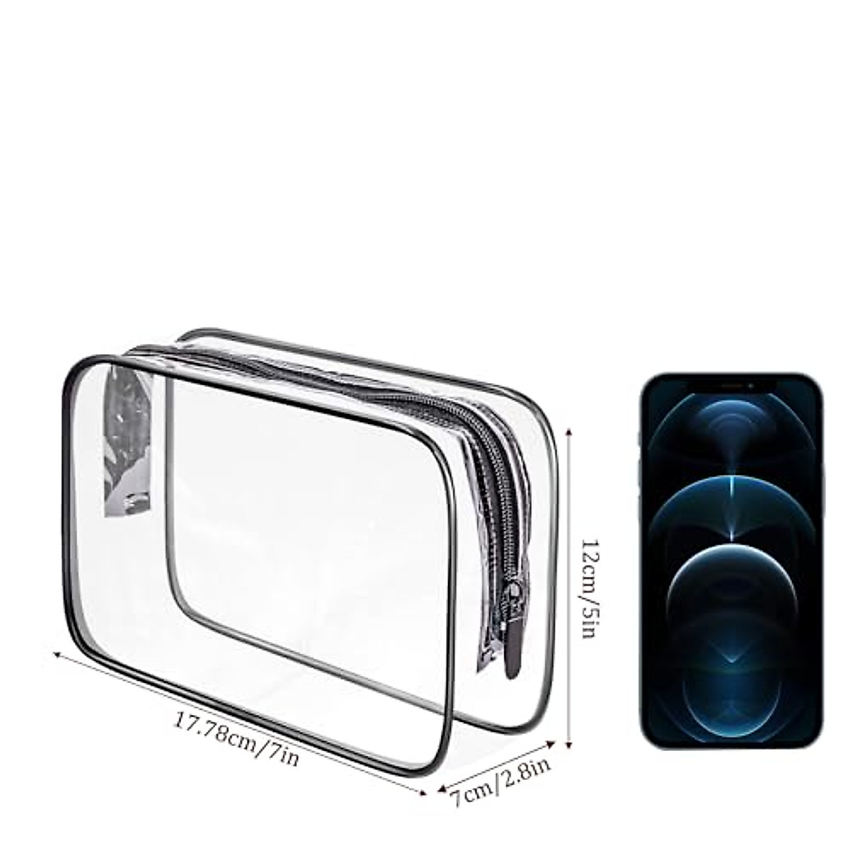 Liatinbo 3Pcs toiletry bag for traveling women,Makeup Bag with Zipper, TSA Approved Toiletry Bag,travel size toiletries essentials (Clear black)