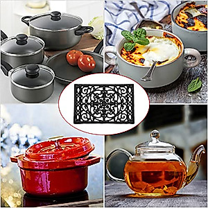 Sumnacon 2Pcs Rectangle Cast Iron Trivet - Heat Resistant Iron Trivet for Hot Dish Pot Pan Plate Teapot, Rustic Cast Iron Hot Dish Plate Holder for Kitchen Dining Table Countertop Cooktop