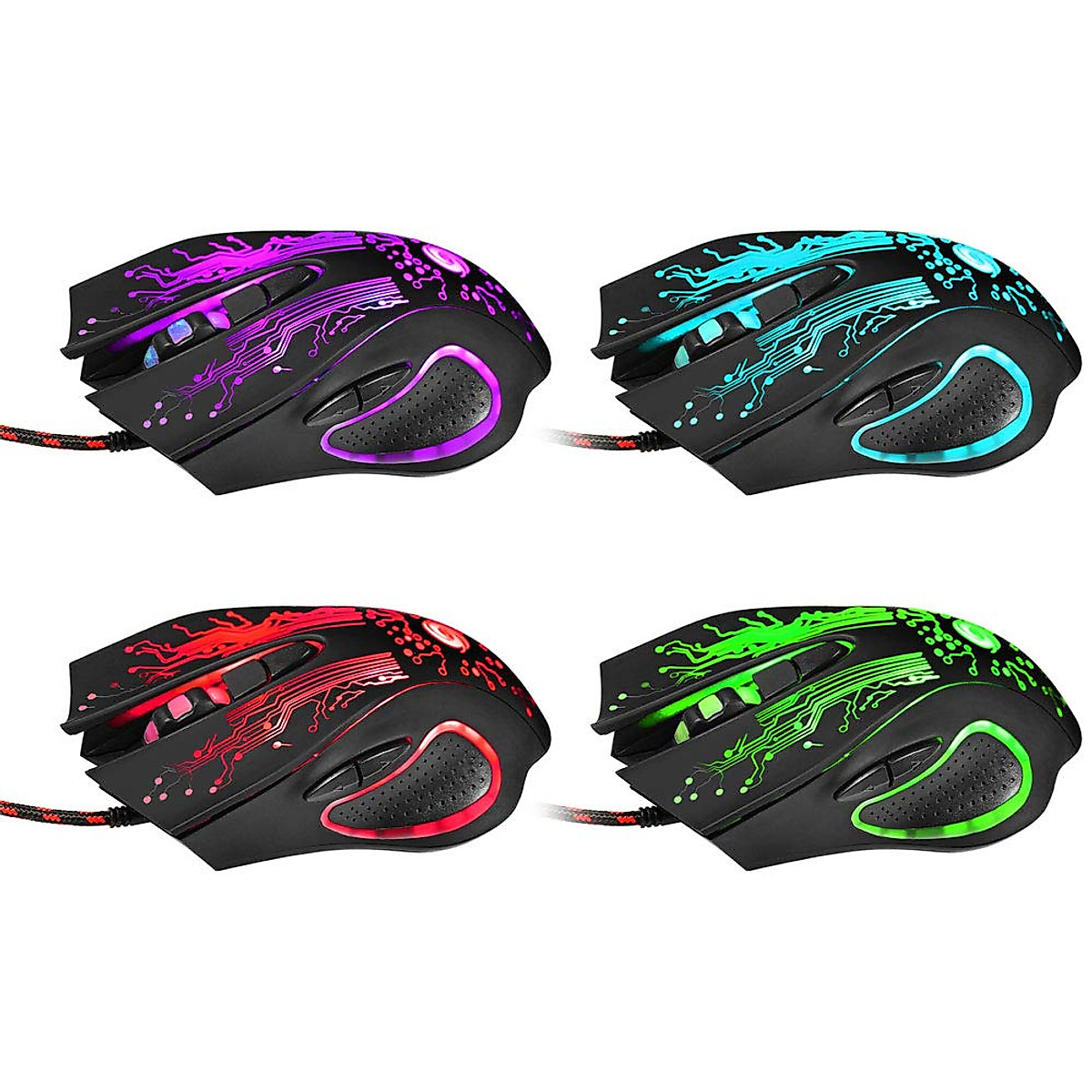 sddfor Gaming Mouse - Colors LED Backlight Optical Mouse Mice, 6-Button LED USB Optical Wired Gaming Mouse for Pro Gamer