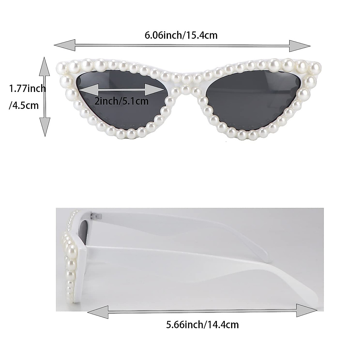 FUPRECIOUS Pearl Cat Eye Sunglasses Womens Cute Fashion Trendy Eyewear