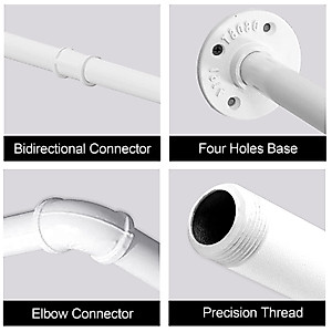 HOEMLIM Industrial Pipe Clothing Rack Wall Mounted Clothes Rack Heavy Duty Space-Saving Garment Bar Rack Detachable Multi-Purpose Hanging Rod,36 inch(White)