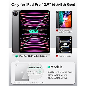 ESR for iPad Pro 12.9 Case, 12.9 inch iPad Pro case (2022/2021, 6th/5th Generation), Thin and Lightweight, Yellowing Resistant, Hard Back, Supports Pencil 2, Classic Series, Clear
