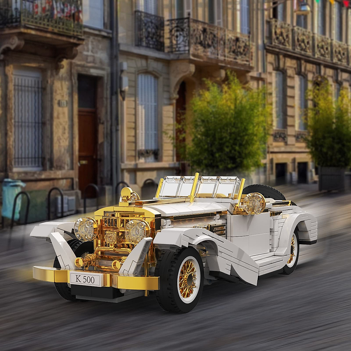 JMBricklayer Vintage Cars Building Blocks Sets 50101, Classic K500 Sports Car MOC Model Car Kits, Ideal Gifts for Teens Adults Girls Boys, Collectible Convertible Car Display Model(868 Pieces)