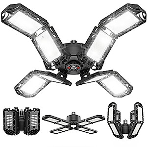 Flohans Garage Light, 150W Deformable Garage LED Light with 8 Adjustable Panels, 15000LM 6500K E26/27 Super Bright Garage Light Bulb, Garage Ceiling Lights for Workshop Attic Barn…