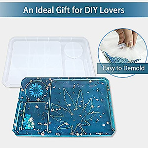 5 PCS Resin Molds Silicone Molds for Epoxy Resin with Large Rolling Tray Mold and Grinder Mold for Grind and Storage DIY Resin Casting