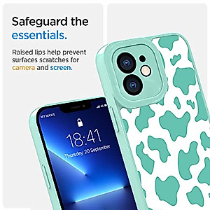OOK Compatible with iPhone 11 Case Cute Cow Print Fashion Slim Lightweight Camera Protective Soft Flexible TPU Rubber for iPhone 11 with [Screen Protector]-Green