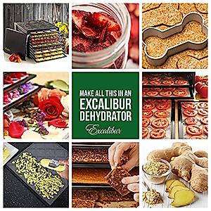 Excalibur 3926TB Electric Food Dehydrator Machine with 26-Hour Timer, Automatic Shut Off and Temperature Control, 600-Watt, 9 Trays, Black