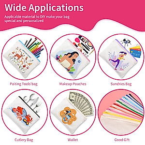 50Pcs Canvas Makeup Bags Bulk, 7.87 x 5.7 Inch Cotton Sublimation Blank DIY Heat Transfer Cosmetic Makeup Bag w/Colorful Zipper for Bridesmaid Makeup Bag Travel Toiletry Pouch Storage, Christmas Craft