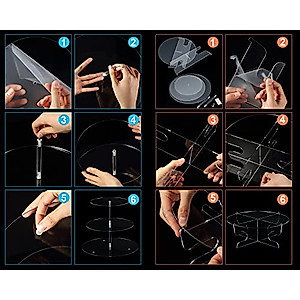 Sawysine 4 Pcs Acrylic Cupcake Stand Set Include 3 Tier Round Cake Stand 1 Tier Dessert Stands Holder 2 Pieces Clear Serving Platter for Tea Party Wedding Birthday Baby Bridal Shower Party Supplies