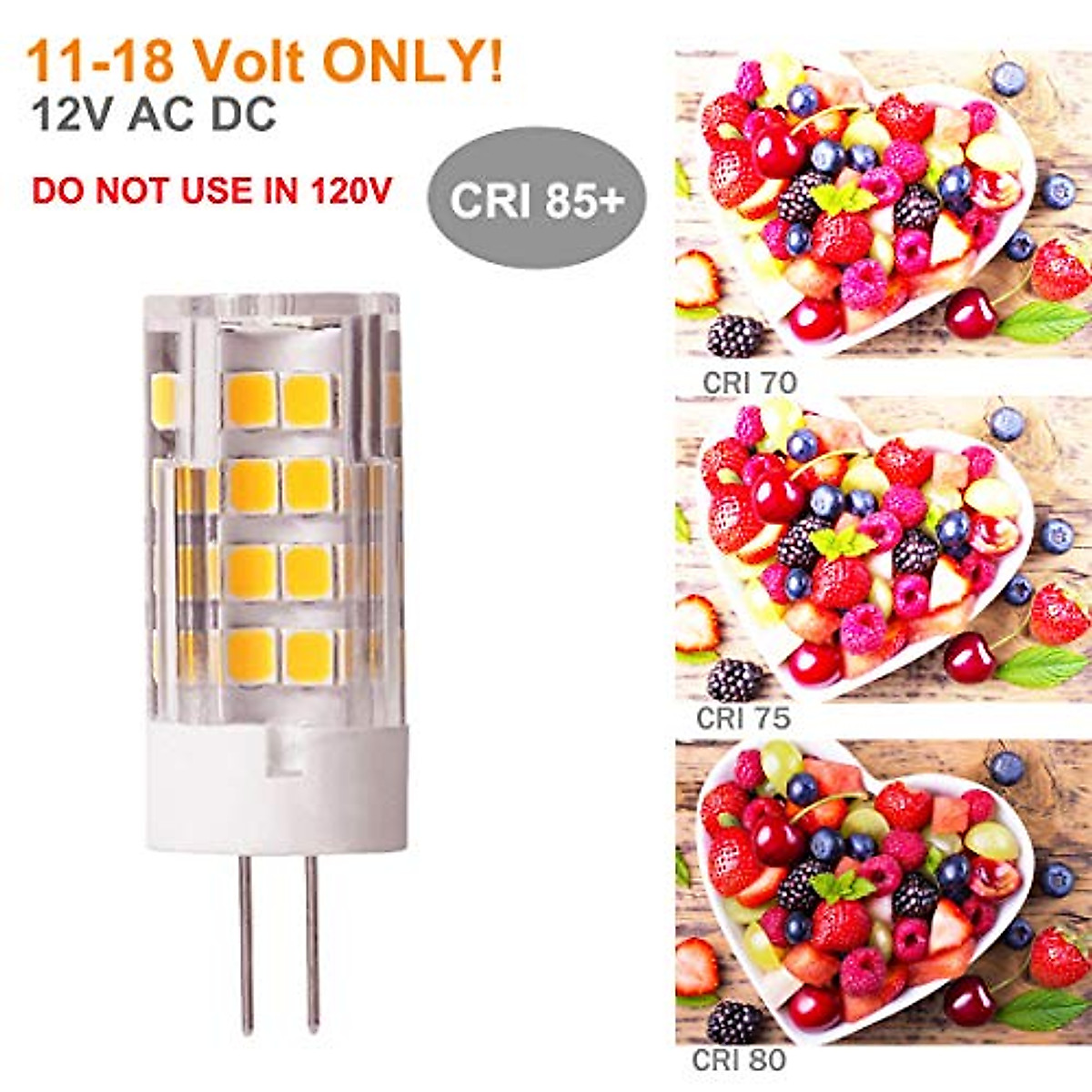 LEMENG G4 LED Bulb 3.5W 2700K Warm White bi-pin T3 JC Type 12VAC/DC 20-35W Halogen Equivalent Non-dimmable for Outdoor Landscape Lighting Deck Stair Step Path Lights, Pack of 6