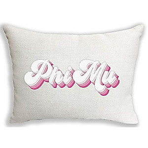 Sorority Shop Phi Mu Pillow – Retro Design, 12" x 16" Lumbar Pillow Sorority