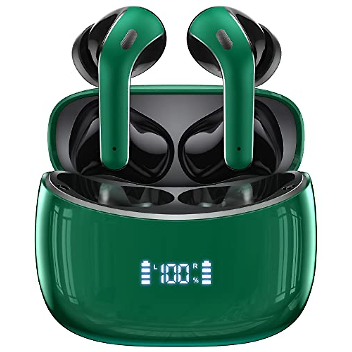 2 Sets Wireless Earbuds Bluetooth Headphones 60H Playtime Ear Buds with LED Power Display Charging Case Earphones in-Ear Earbud with Microphone for Android Cell Phone Gaming PC Laptop Green + Purple