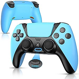 TOPAD Remote for PS4 Controller, Gamepad Control for Playstation 4 Controller, Ymir Upgraded Elite Wireless Pa4 Controller with Turbo and 2 Remappable Back Buttons/Motion Sensor/Vibration(Modded Blue)