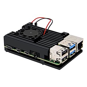 eleUniverse Armor Case with Fan for Raspberry Pi 4, Aluminum Alloy Metal Case with Cooling Fan Compatible with Raspberry Pi 4 Model B 2GB/4GB/8GB Computer