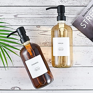 Coffee Syrup Dispenser for Coffee Station | Glass Syrup Dispenser for Coffee Bar | Includes 2 Glass Syrup Bottle, Pumps and Labels, 16.9 oz 500 ml.