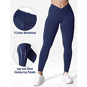 YEOREO V Waist Workout Leggings for Women Butt Lifting Scrunch Gym Leggings Amplify Seamless Yoga Pants Navy XS