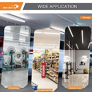 Run Bison 4FT LED Linear Strip Light, 120V-277V, 34/38/45W 4420/4940/5850LM, 3CCT Selectable, Flush Mount 0-10V Dimmable Commercial Grade LED Strip Light Fixture for Warehouse, UL Listed - 2PK