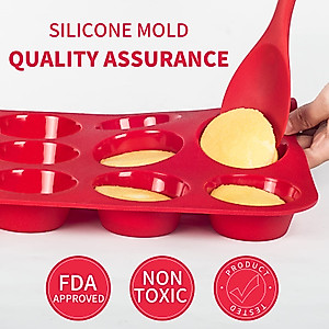 AIMLOT Muffin Pan Cupcake Set, Non-stick Silicone Muffin Pan for Making Muffin Cakes, Tart, Bread, BPA Free and Dishwasher Safe